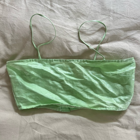 Paloma Wool | Tops | Paloma Wool Shimmer Lime Green Crop Top | Poshmark